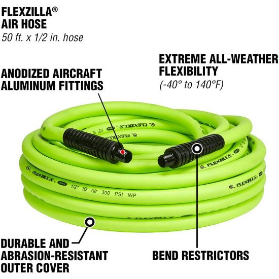 Legacy Flexzilla Air Compressor Hose Assembly 1/2" x 50' - HFZ1250YW3